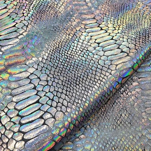 Iridescent / Two Tone Metallic Foil Snake/reptile Design on Ice Velvet ...