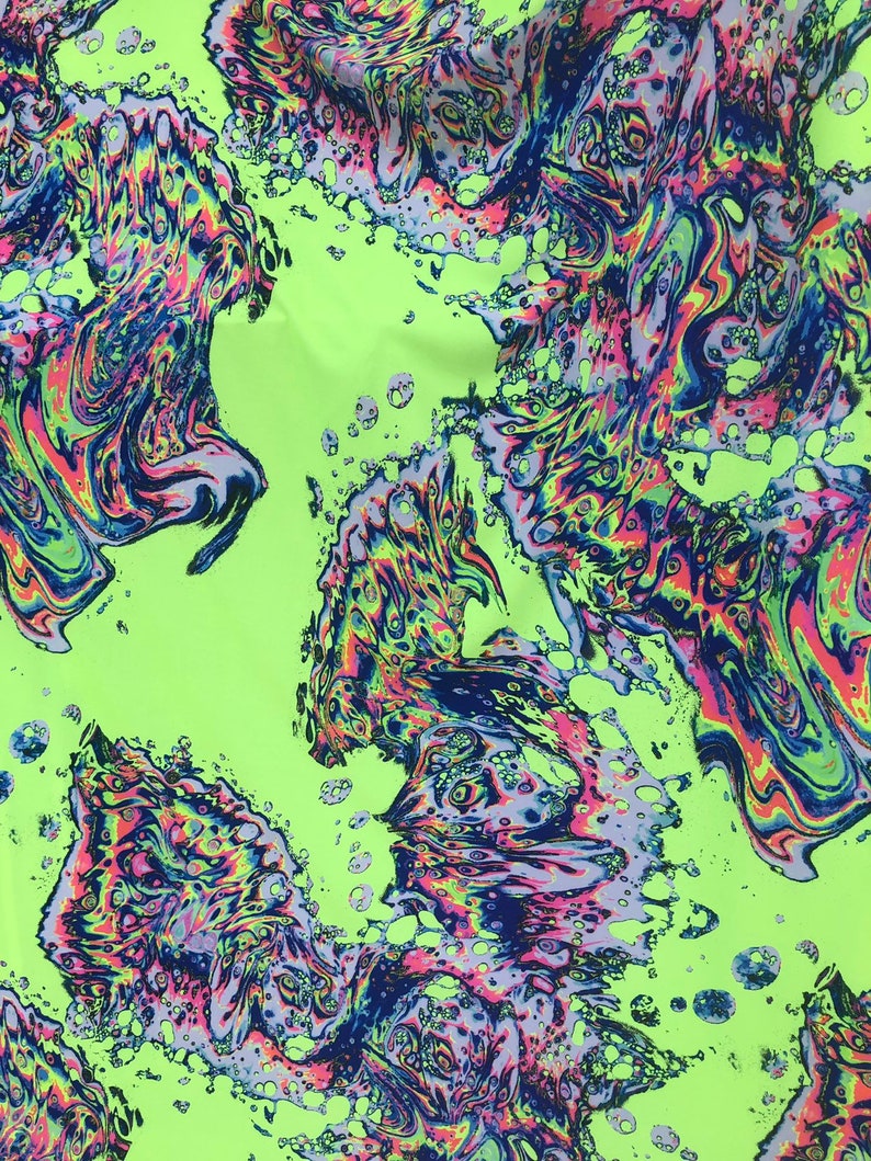 New Lava Splash Print Neon Yellow Color on 4 Way Stretch Poly | Etsy