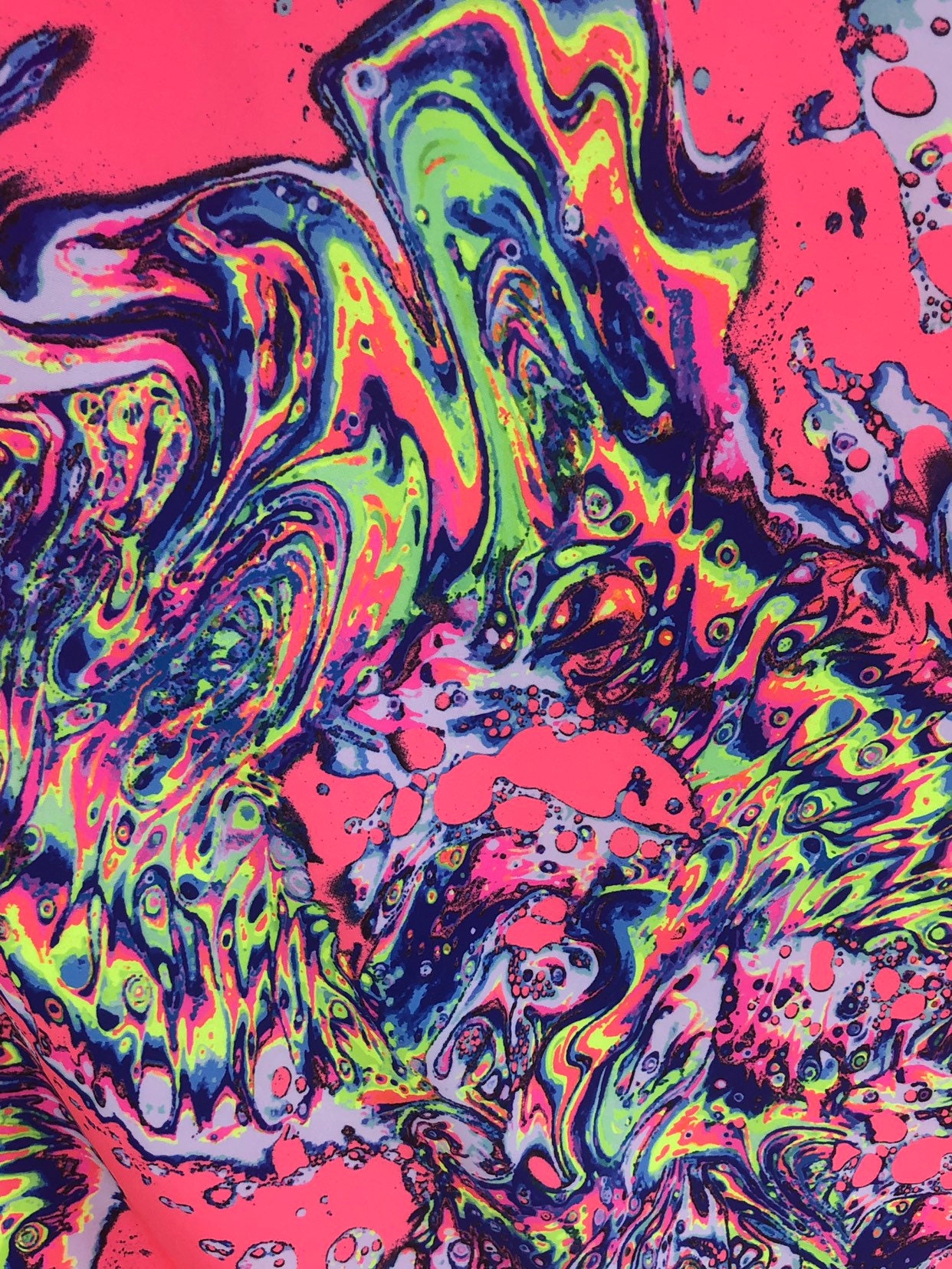 New Lava Splash Print Neon Coral Color on 4 Way Stretch Poly - Etsy