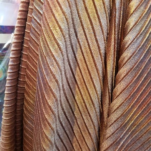 Shimmery Pleated Rainbow Poly Velvet Fabric, One-way Stretch (by the ...