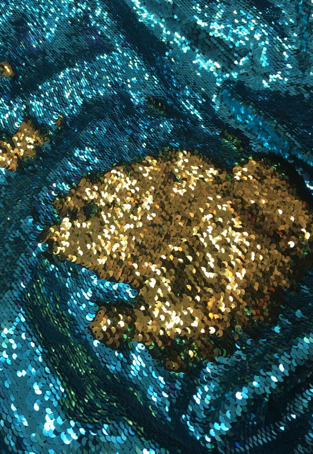 Mermaid Flip up Sequin Shiny Gold/shiny Turquoise at the Other Side ...