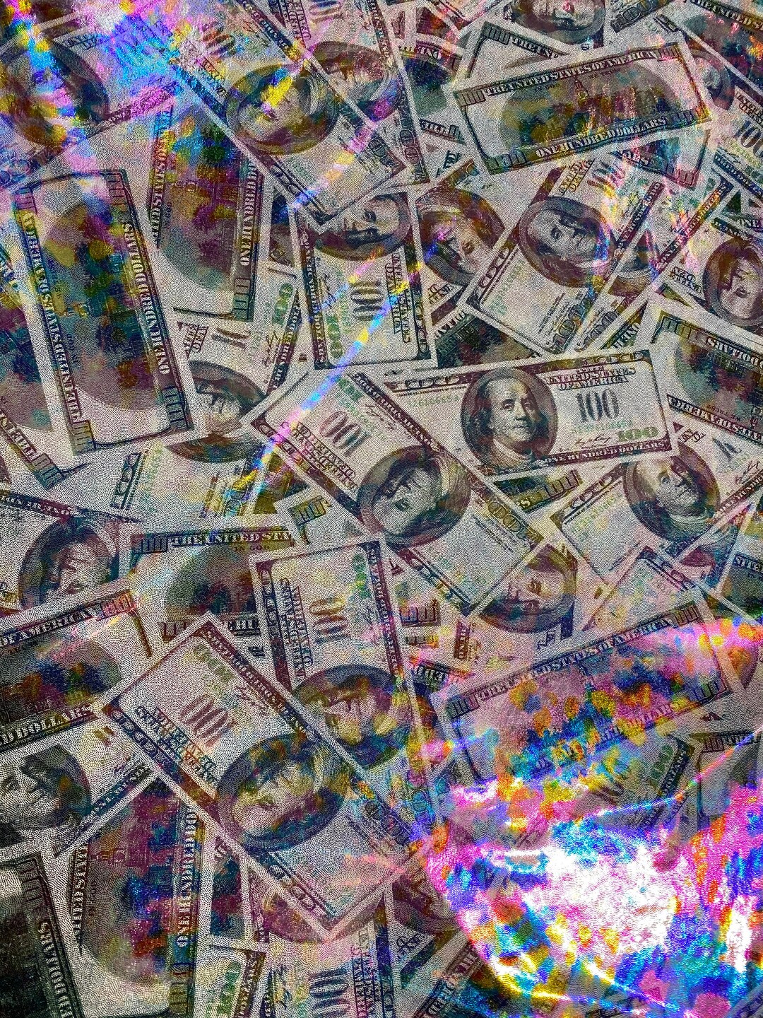 Pink Tie Dye 100 Dollar Metallic Money Print Four Way Stretch on ...