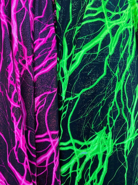 Neon Thunder/lightning Print With Metallic Dots on Top. Nylon | Etsy