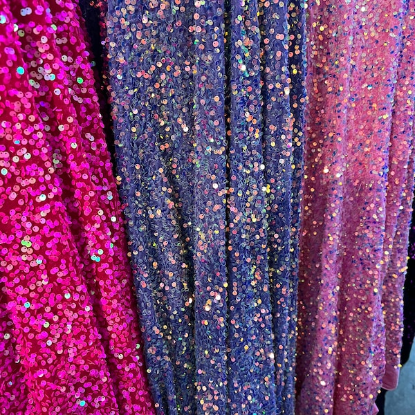 Two Tone Sequin Velvet Fabric - Etsy