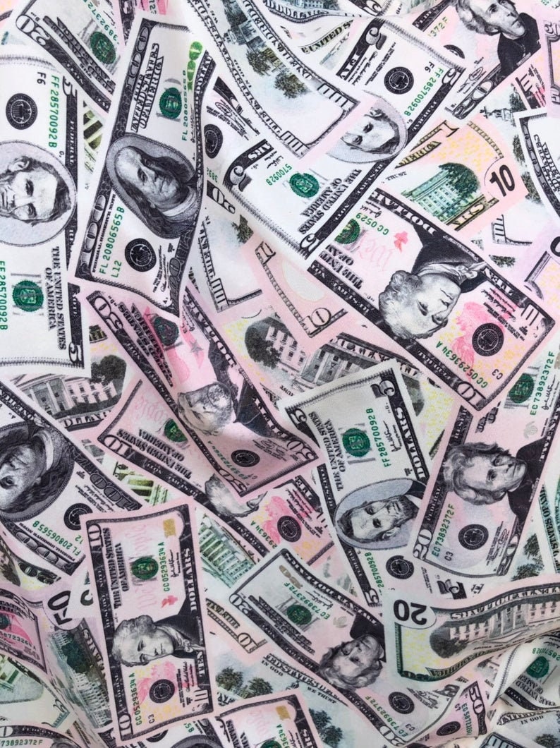 Multi Dollar Money Print Fabric on Four Way Stretch Poly | Etsy