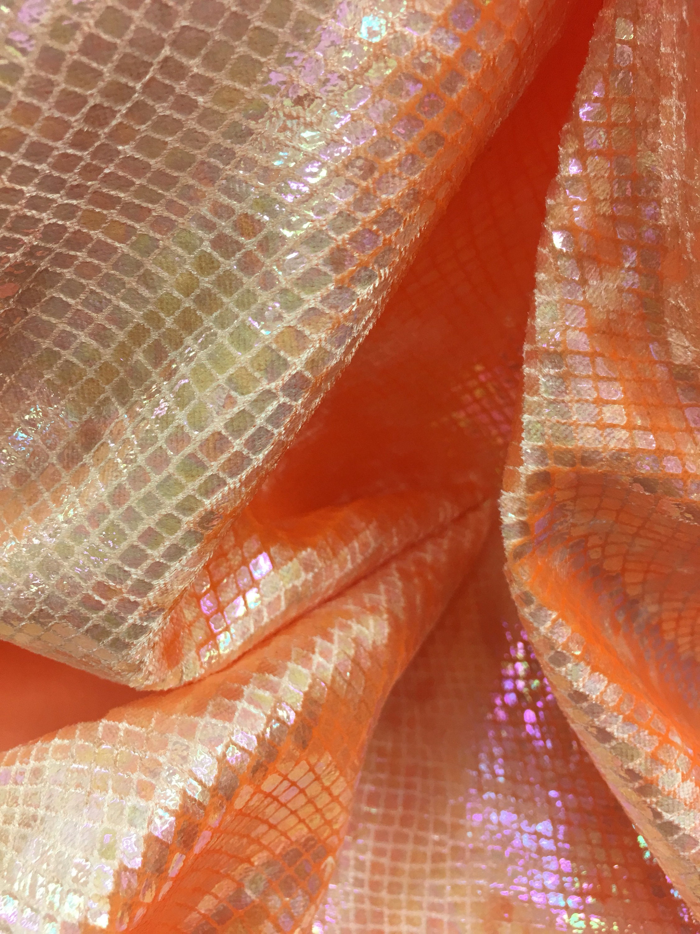 New Iridescent Orange 4 Tone Cracked Ice Design on Poly | Etsy