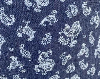 Dark Blue Paisley Fabric - Etsy