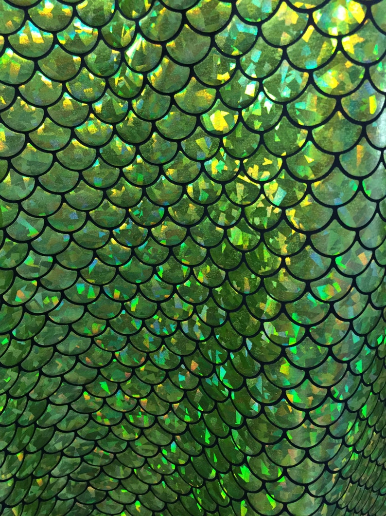 4way Stretch Mermaid Fish Scales Spandex Lime Green Foil | Etsy
