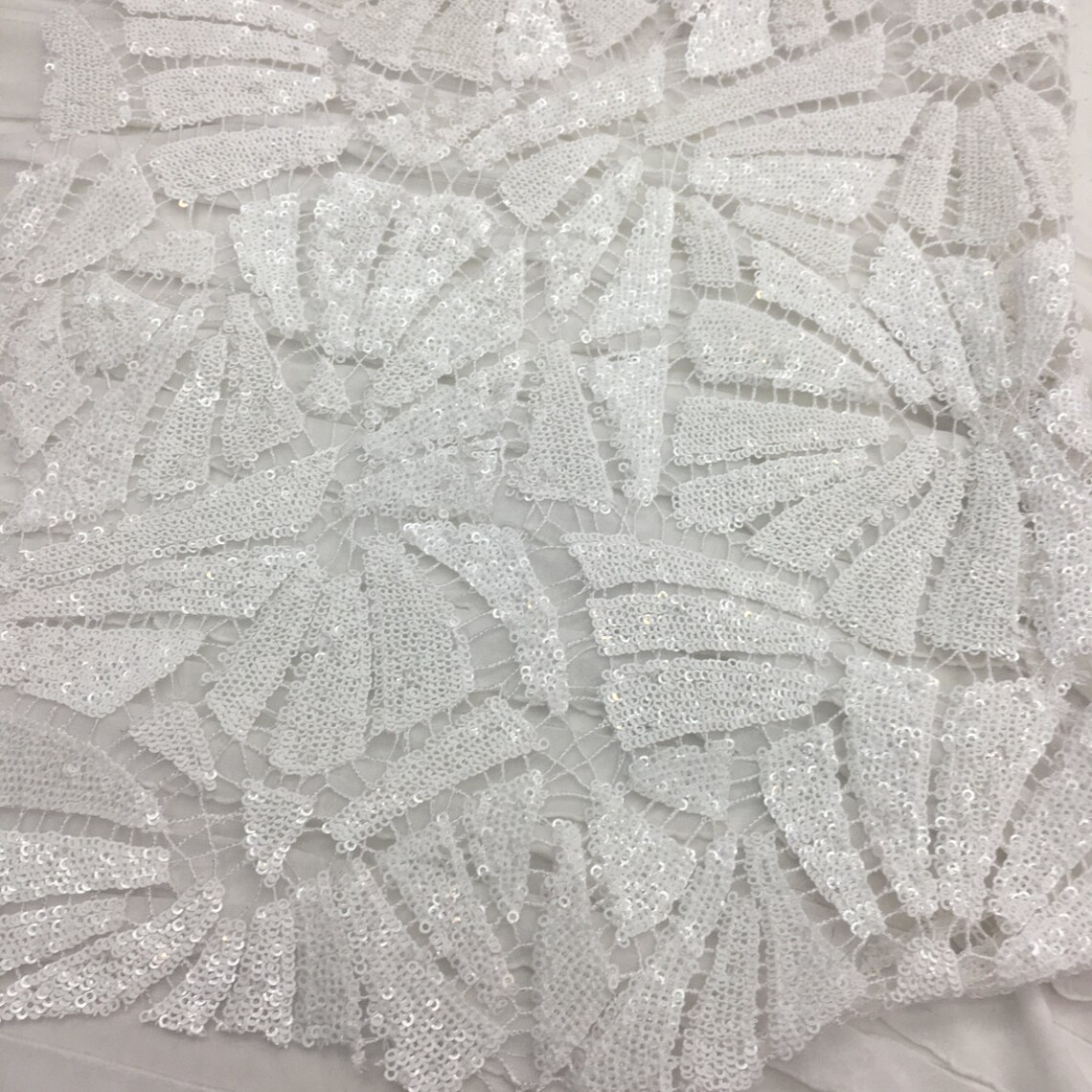 White Geometric High End Celebrity Sequins Fabric Sold by the - Etsy