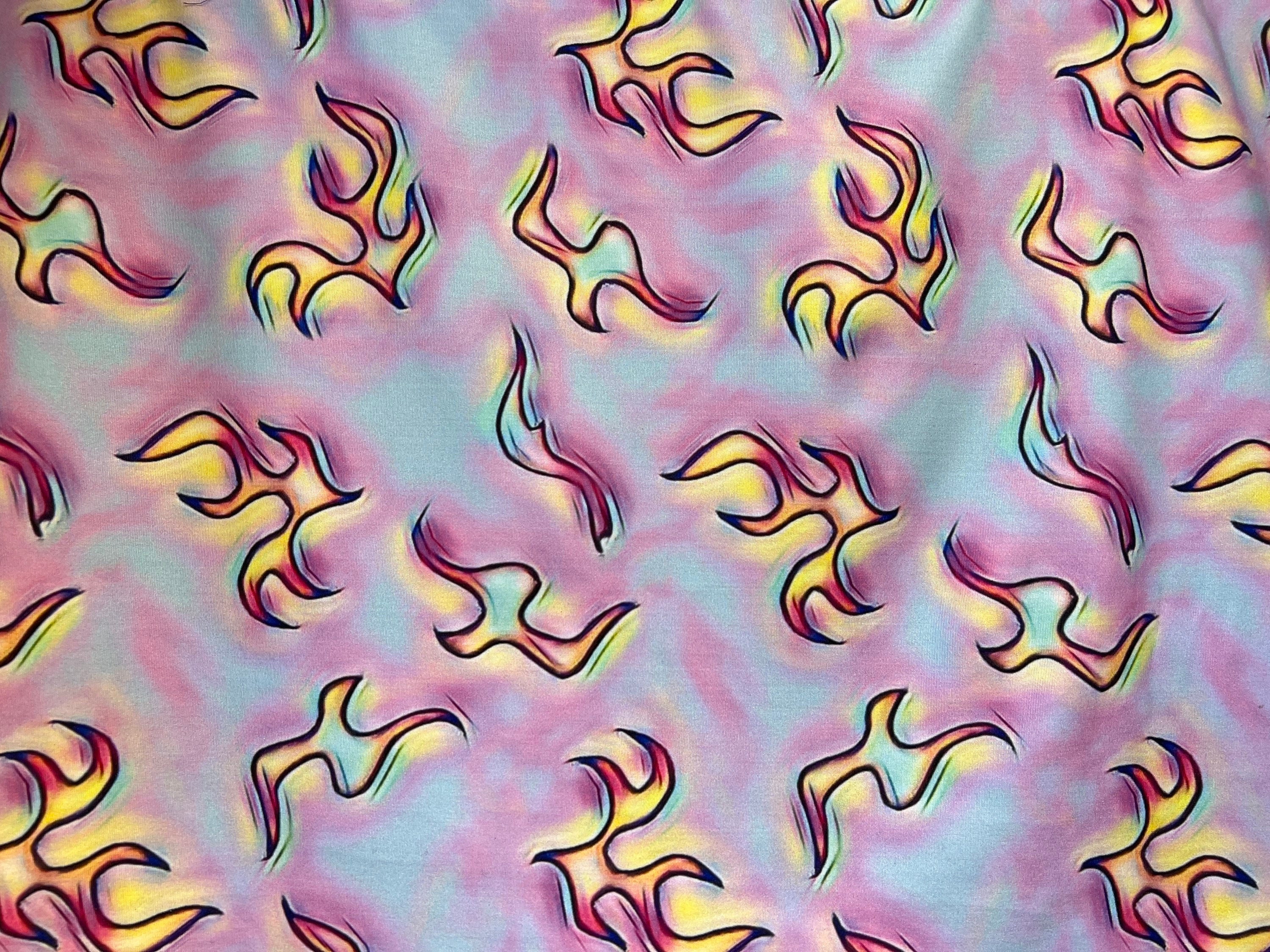 MADE IN USA Nylon 4 Way Stretch Poly Spandex Pastel Flames | Etsy