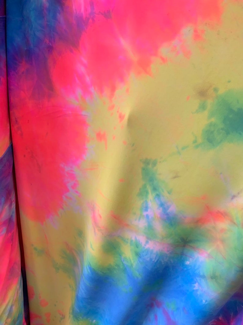 Rainbow Pink Green Yellow And Blue Tie Dye Print On 4 Way Etsy