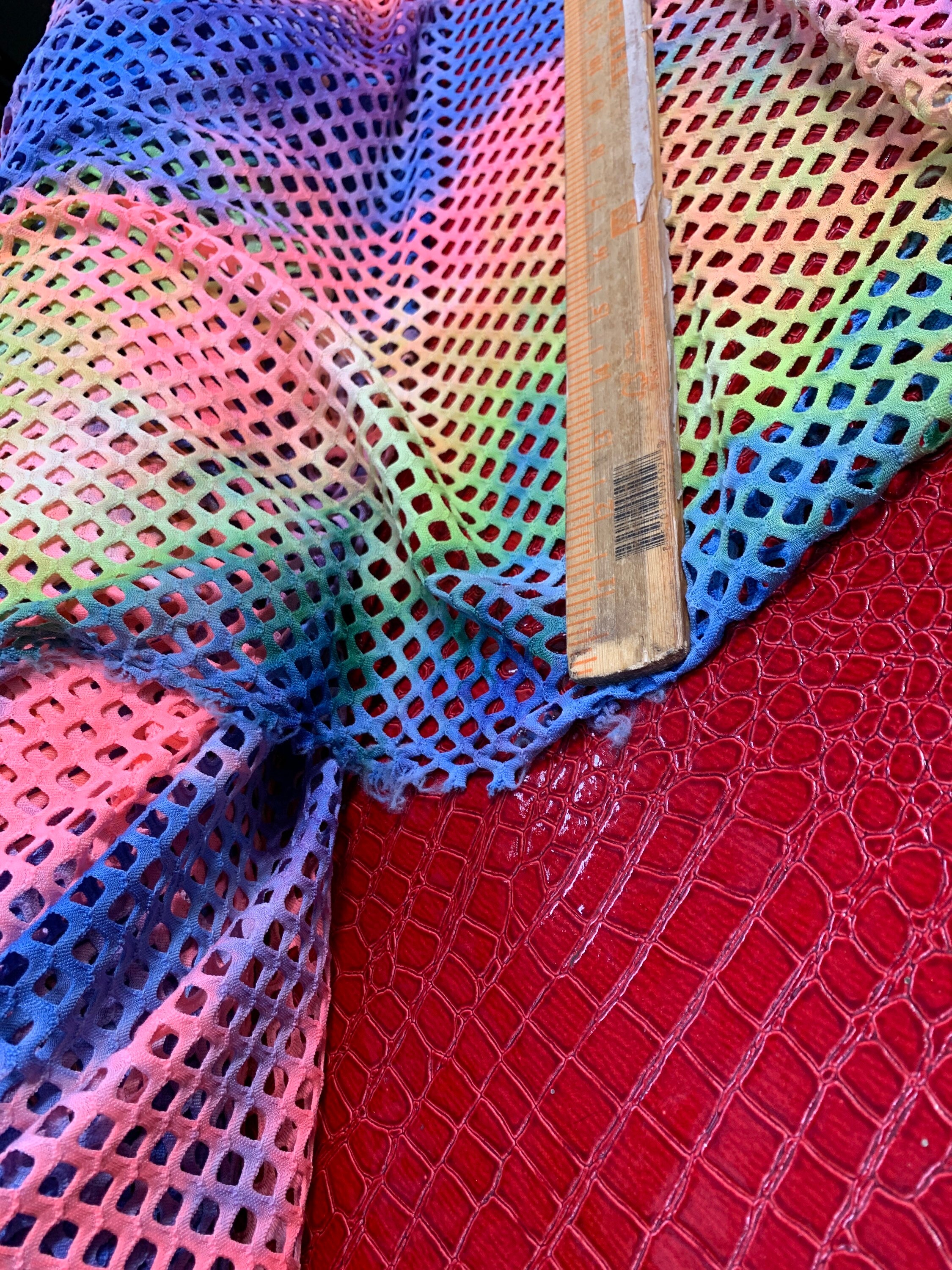 Pastel rainbow tie dye 4 way stretch See Through Fishnet Mesh | Etsy