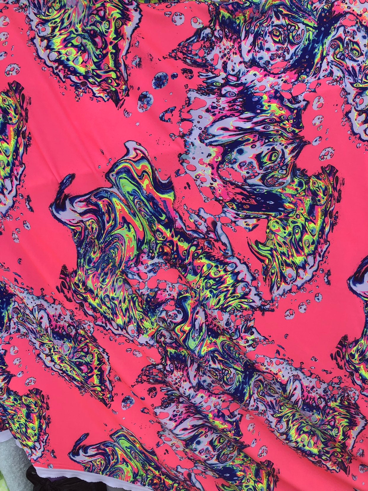 New Lava Splash Print Neon Coral Color on 4 Way Stretch Poly - Etsy