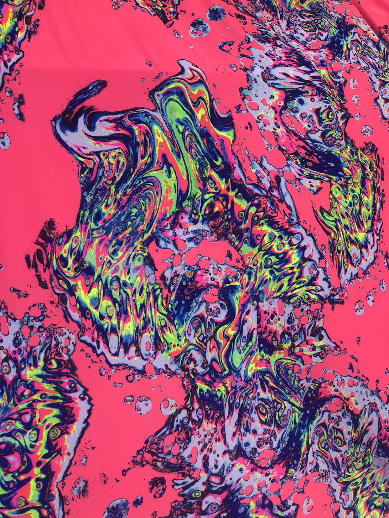 New Lava Splash Print Neon Coral Color on 4 Way Stretch Poly - Etsy