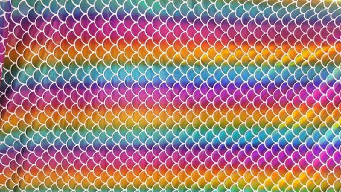 Rainbow Mermaid Fish Scales on 4 Way Stretch Foil Spandex - Etsy