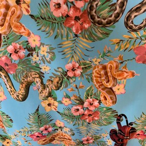 New Floral and Snakes All Over Print on Stretch Poly Spandex Fabric 58 ...