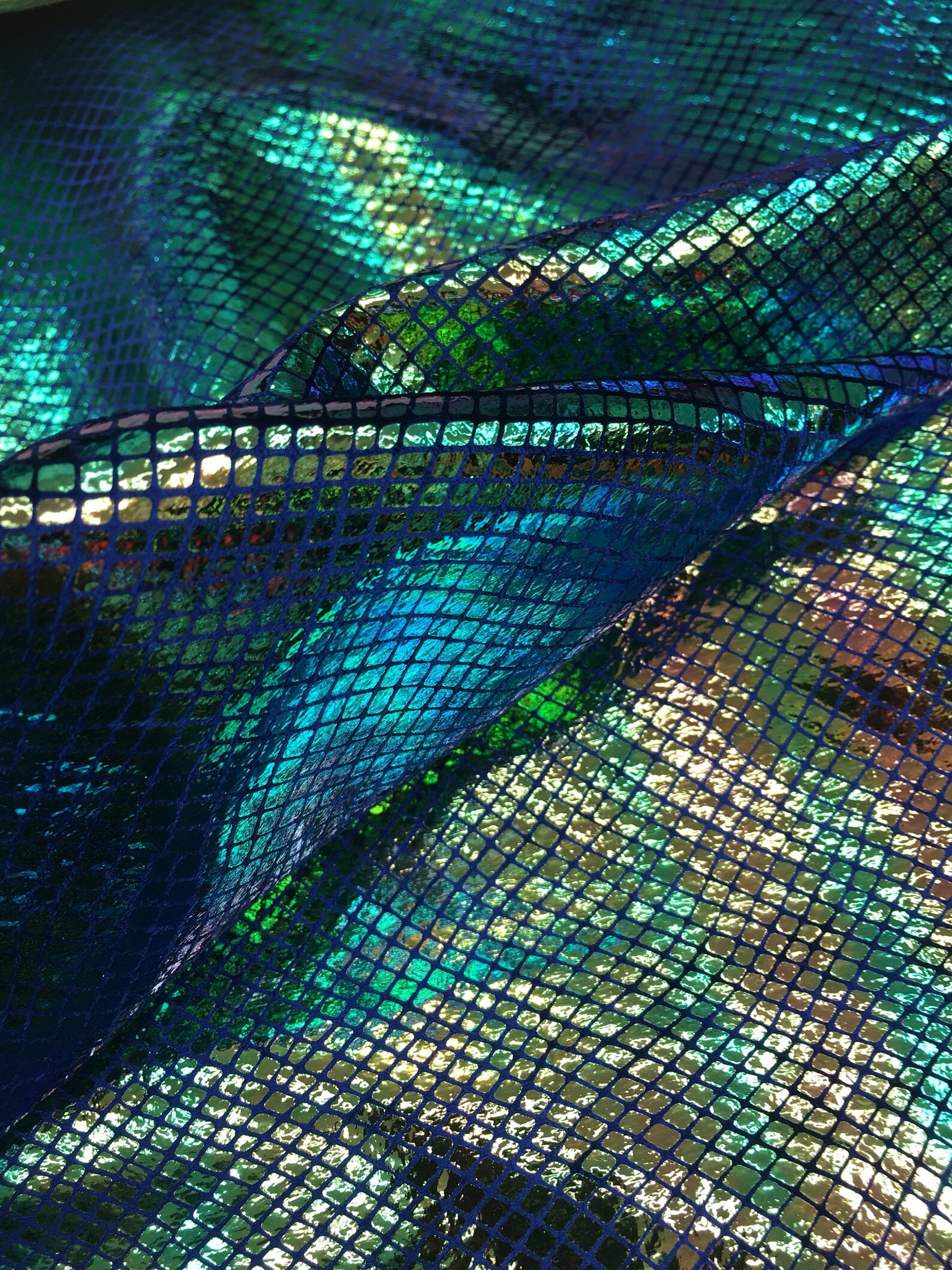 New Iridescent Blue/green/gold 4 Tone Cracked Ice Design on | Etsy