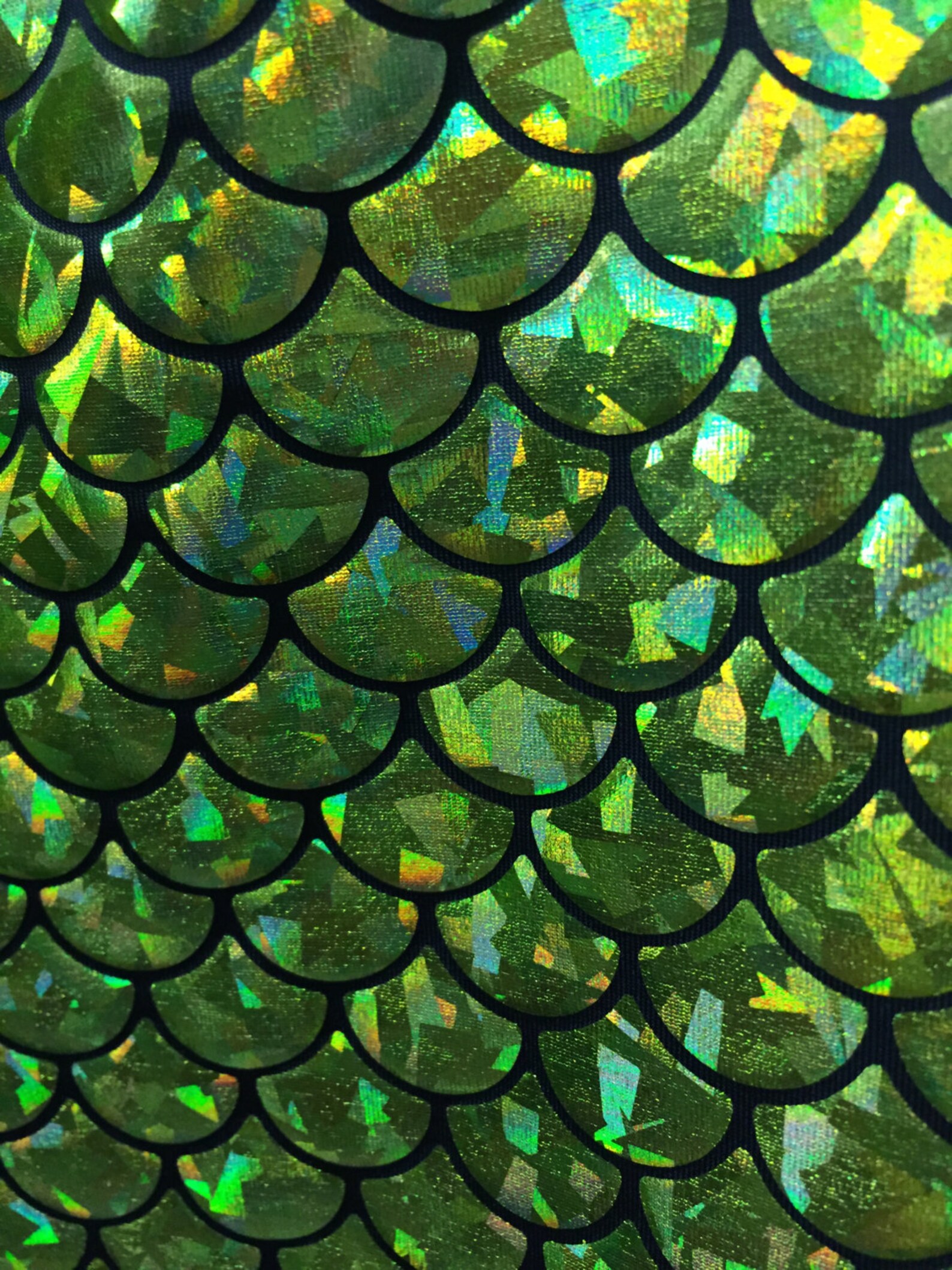 4way Stretch Mermaid Fish Scales Spandex Lime Green Foil | Etsy