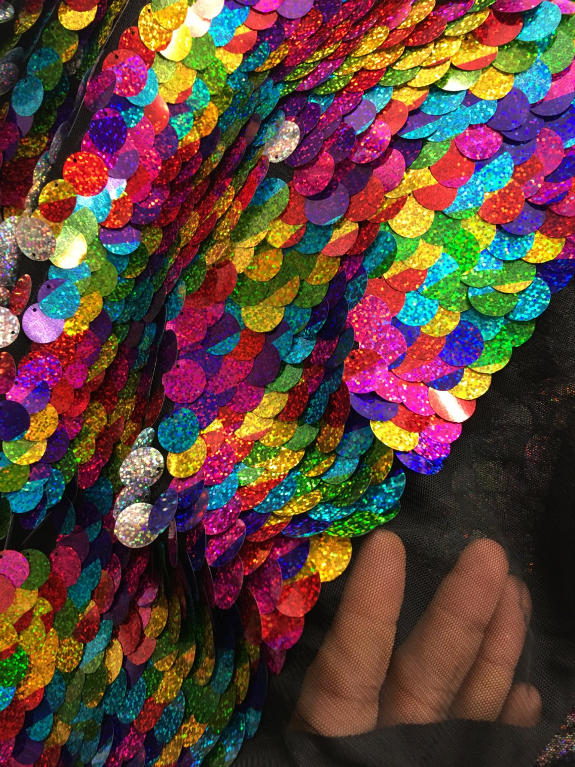 Multi Color and Silver Paillette 20 Millimeters Sequin on Mesh - Etsy