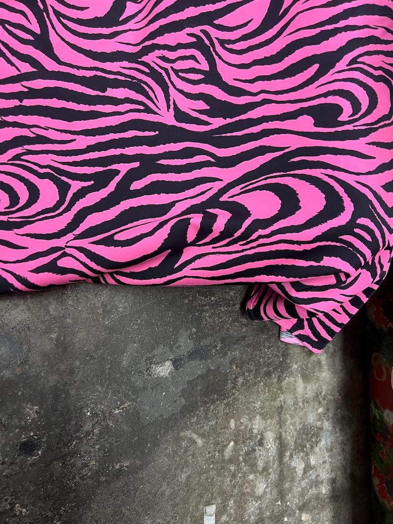 Bubble Gum Pink Zebra Print 4-way Stretch Nylon Spandex Fabric (sold by ...