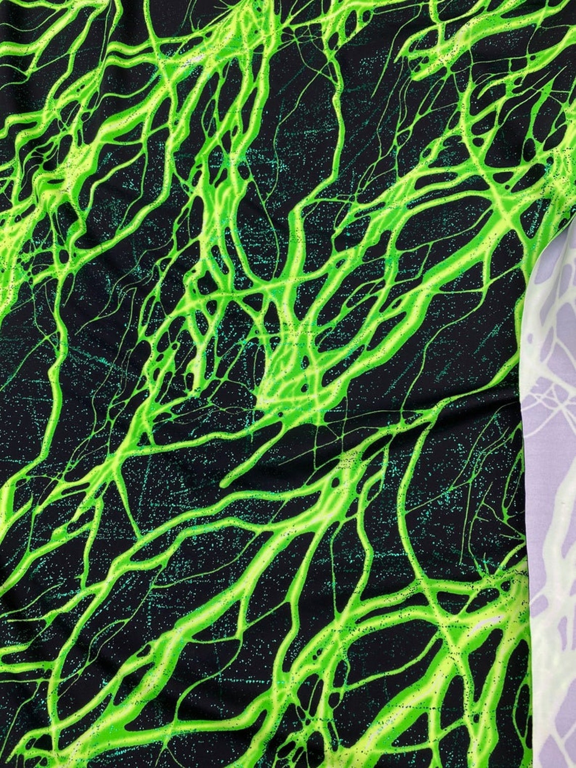 Neon Thunder/lightning Print With Metallic Dots on Top. Nylon - Etsy