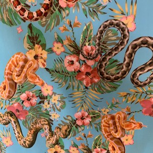 New Floral and Snakes All Over Print on Stretch Poly Spandex Fabric 58 ...