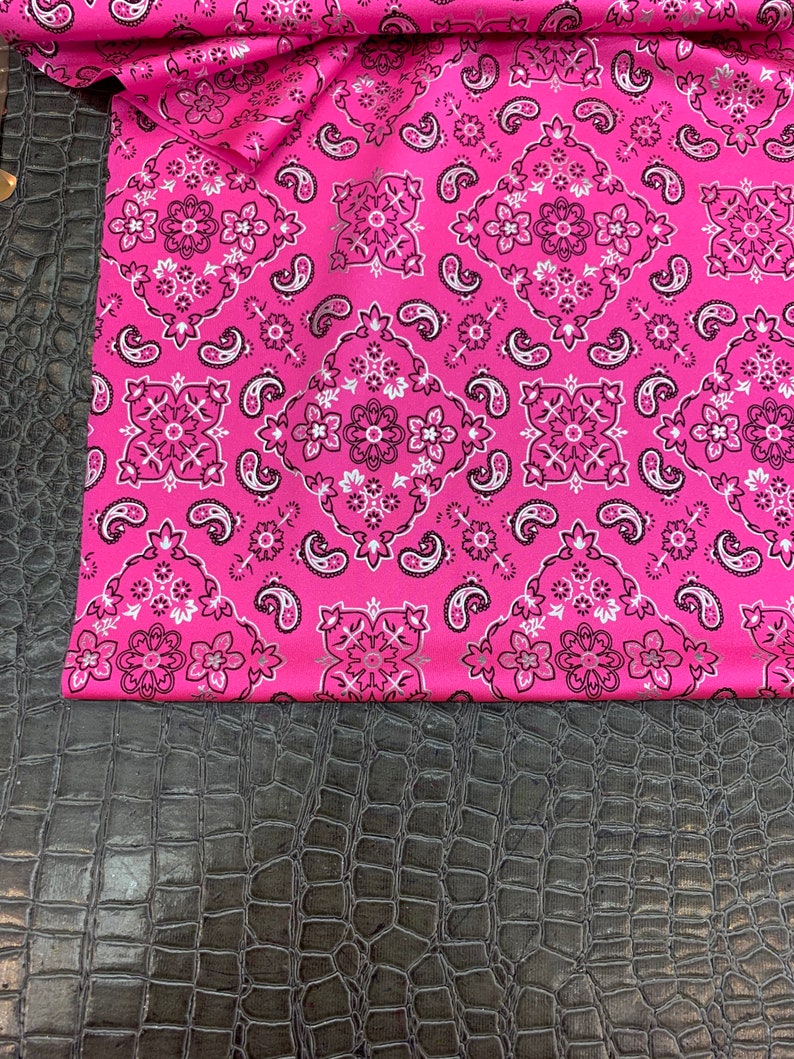 Bandana, Print With Metallic Silver Foil on Way-stretch-nylon Spandex ...