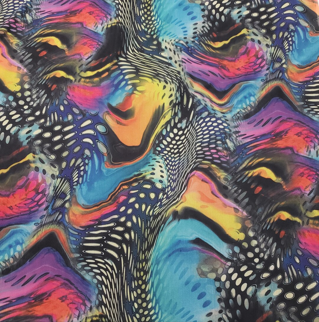 Abstract Multicolor Print Power Mesh Fabric, 4-way Stretch (60" Wide ...