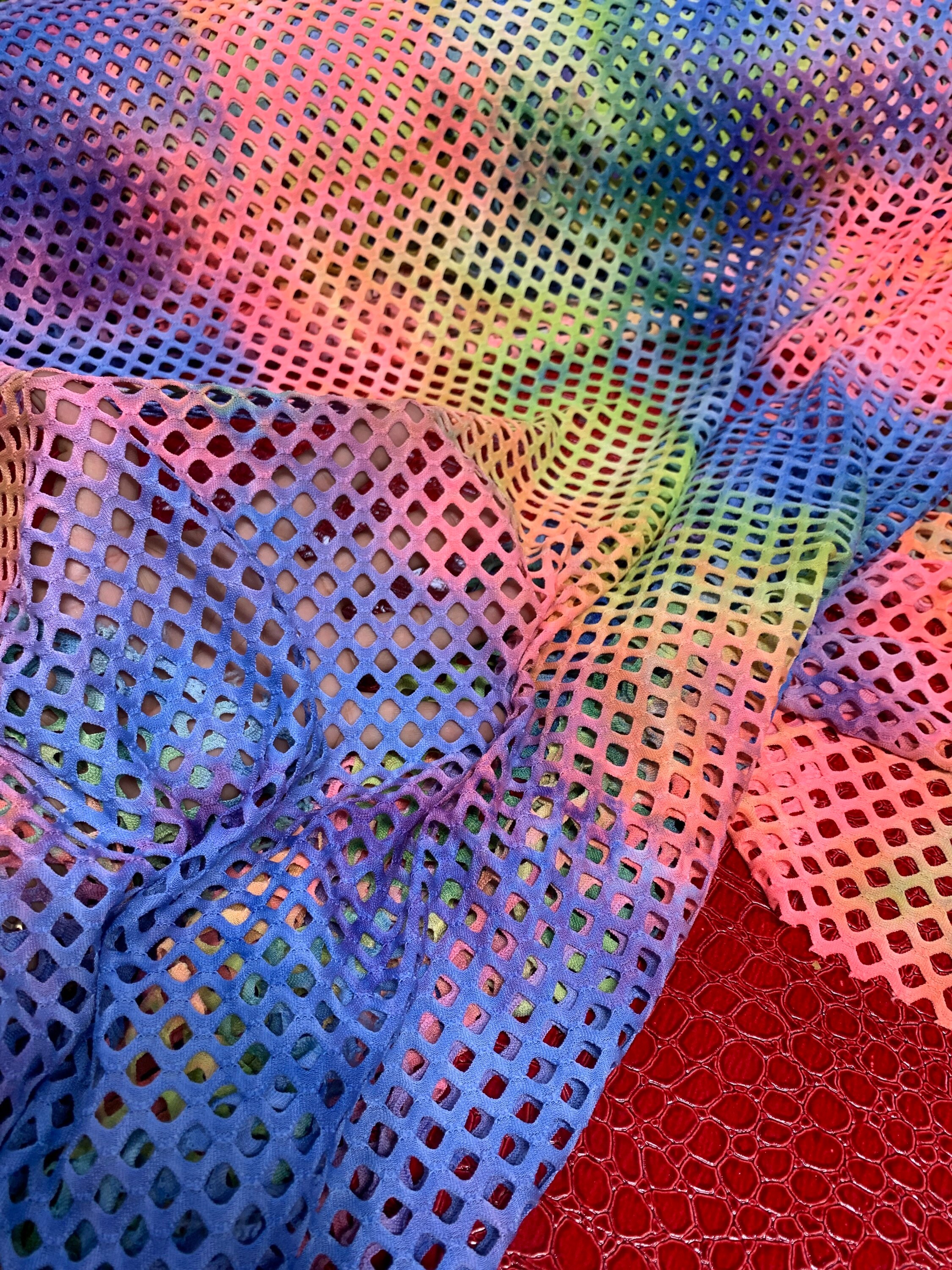Pastel rainbow tie dye 4 way stretch See Through Fishnet Mesh | Etsy