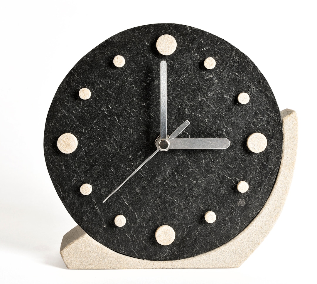 Small Decorative Clock. Modern Table Clock. Black Kitchen Clock. Made ...