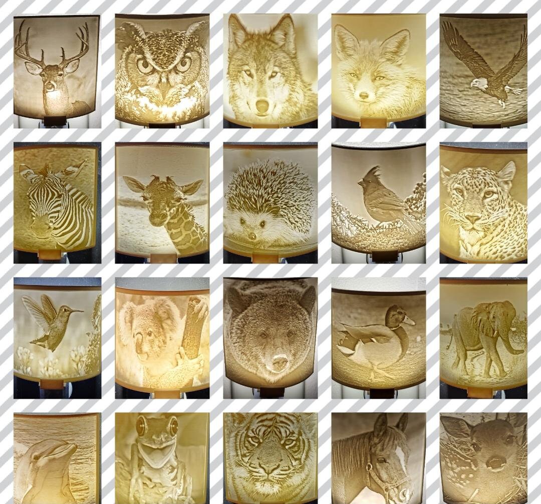 Wildlife Mini Lithophane 3D Printed Nightlight Animal Mammals light - Etsy