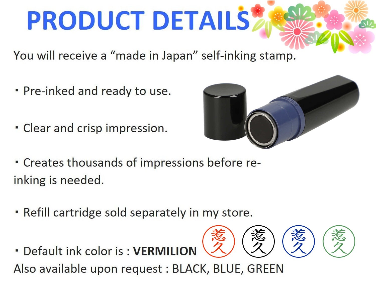 Japanese name stamp customized KANJI stamp small round | Etsy