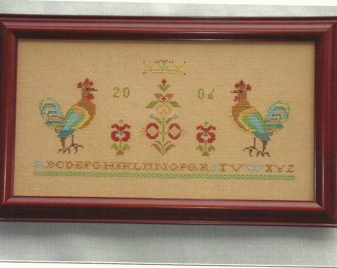 ROOSTERS Counted Cross Stitch Pattern -- Reproduction Sampler Style ...