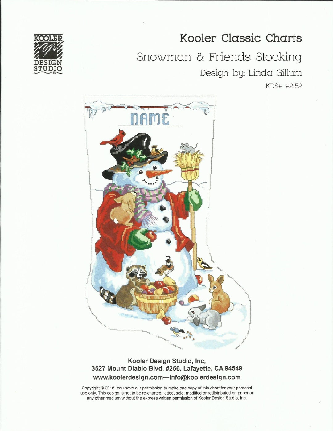 SNOWMAN AND FRIENDS Cross Stitch Christmas Stocking Pattern - Wildlife ...