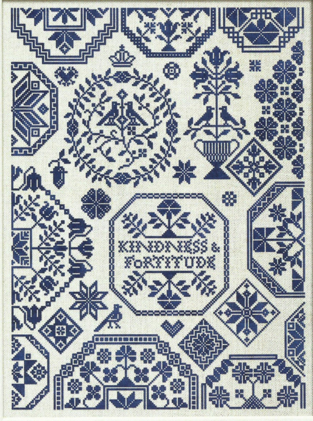 Quaker Sampler Cross Stitch Pattern KINDNESS & FORTITUDE From Modern ...