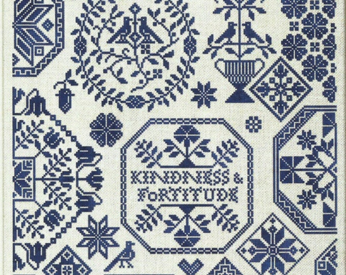 Quaker Sampler Cross Stitch Pattern KINDNESS & FORTITUDE From Modern ...