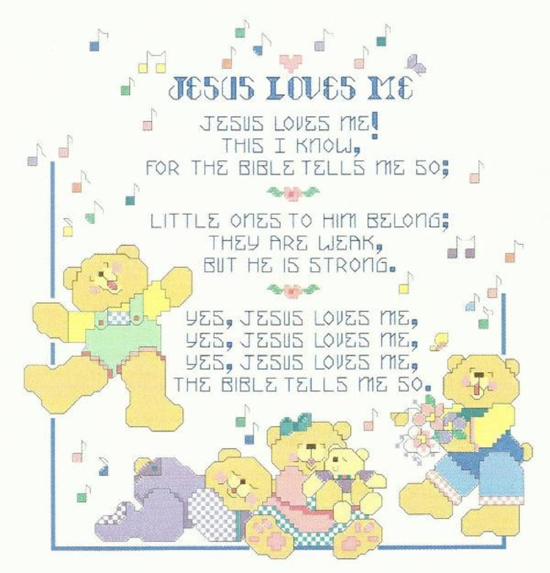 JESUS LOVES ME Cross Stitch Pattern Nursery Decor Toddler Baby Cross ...