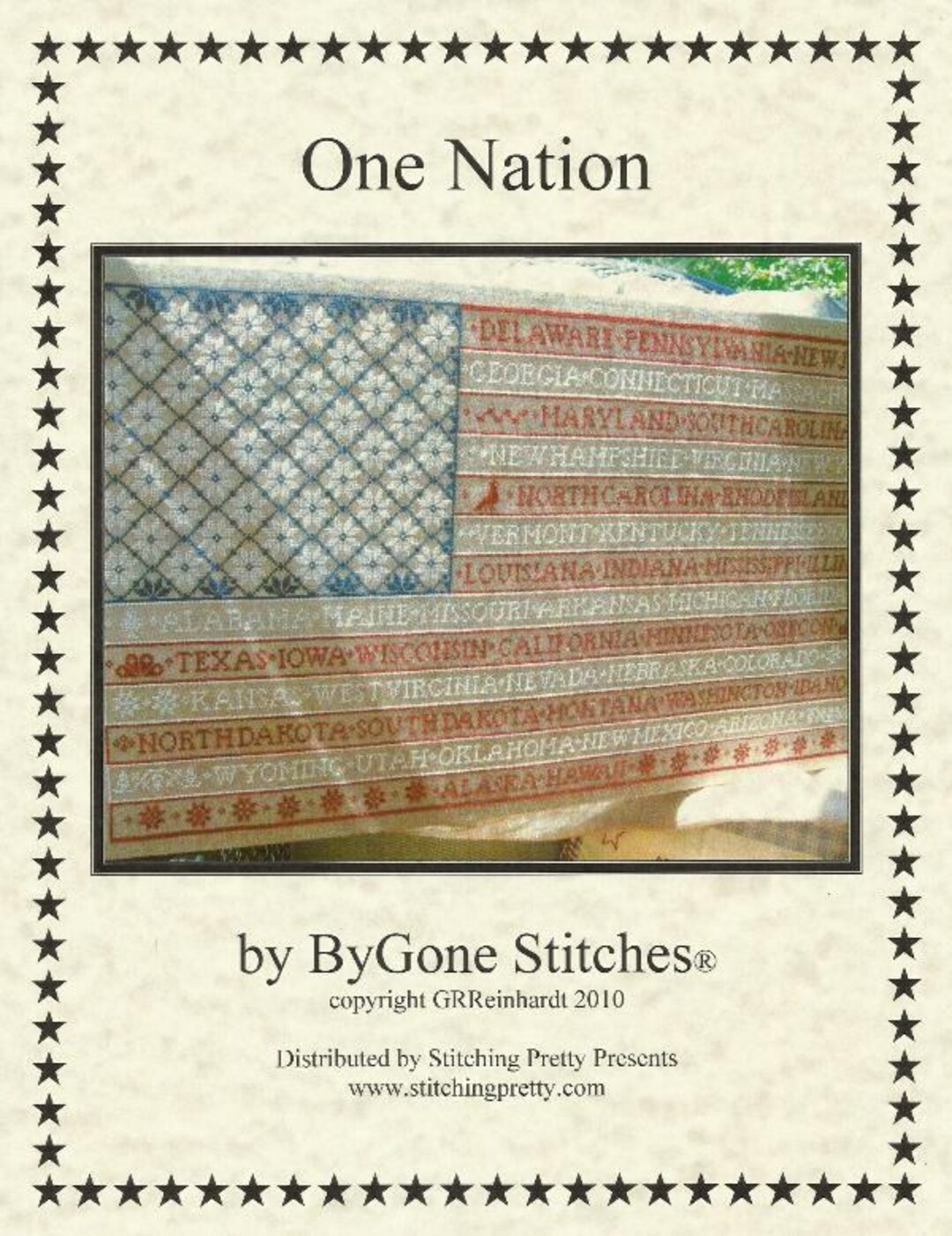 United States Flag Counted Cross Stitch Pattern ONE NATION Red White ...