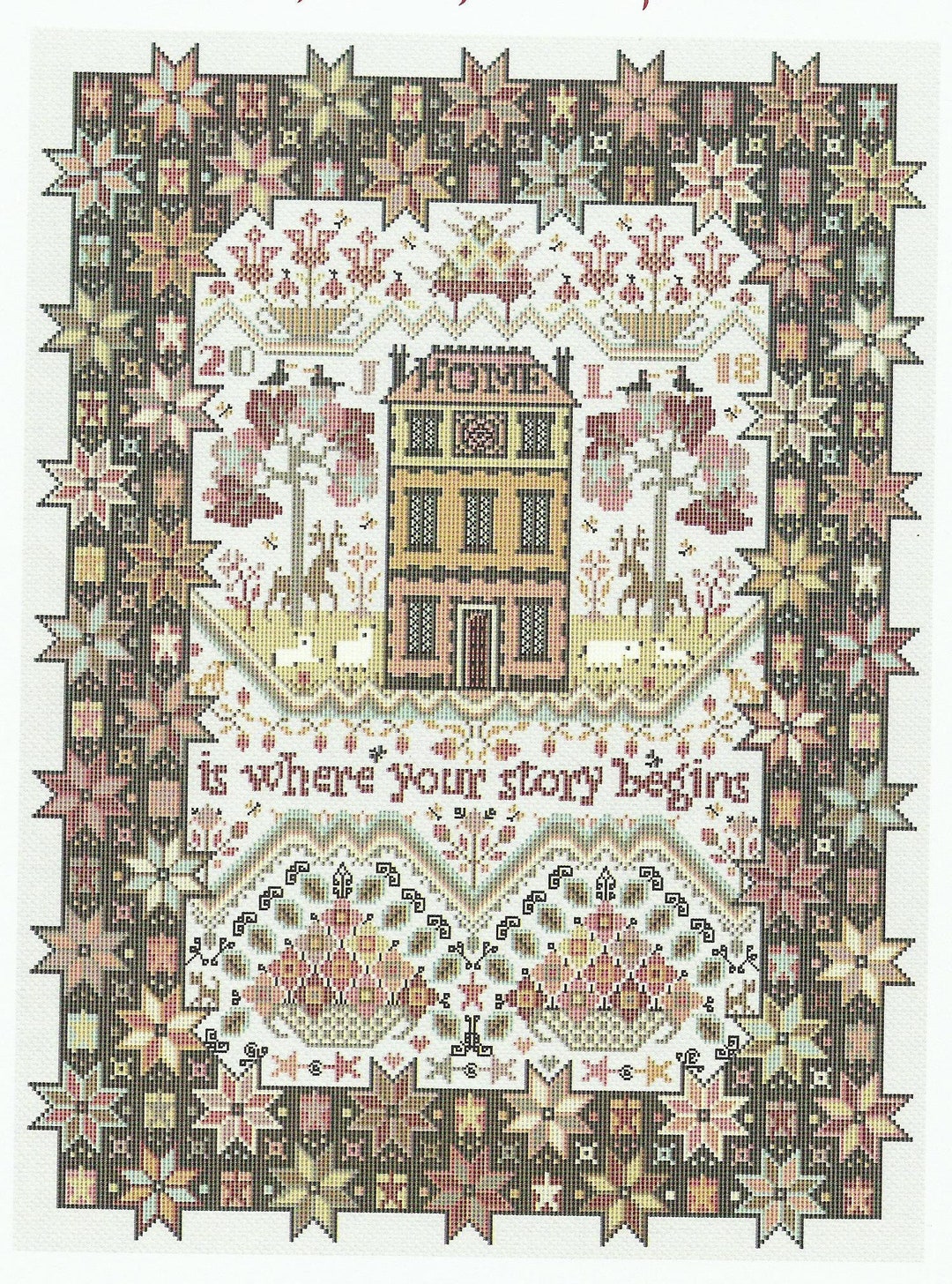 Home and Stars Counted Cross Stitch Pattern SPANGLED From Long Dog ...