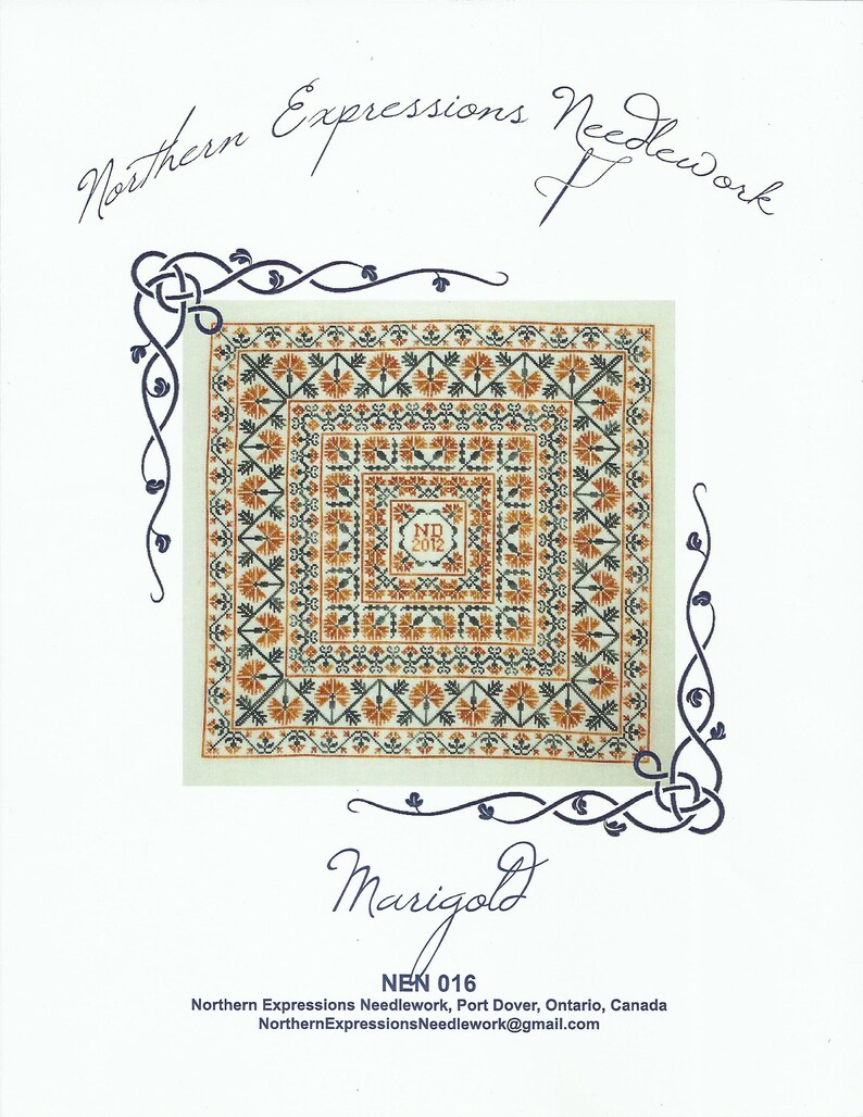 MARIGOLD Geometric Counted Cross Stitch Pattern Floral Cross - Etsy