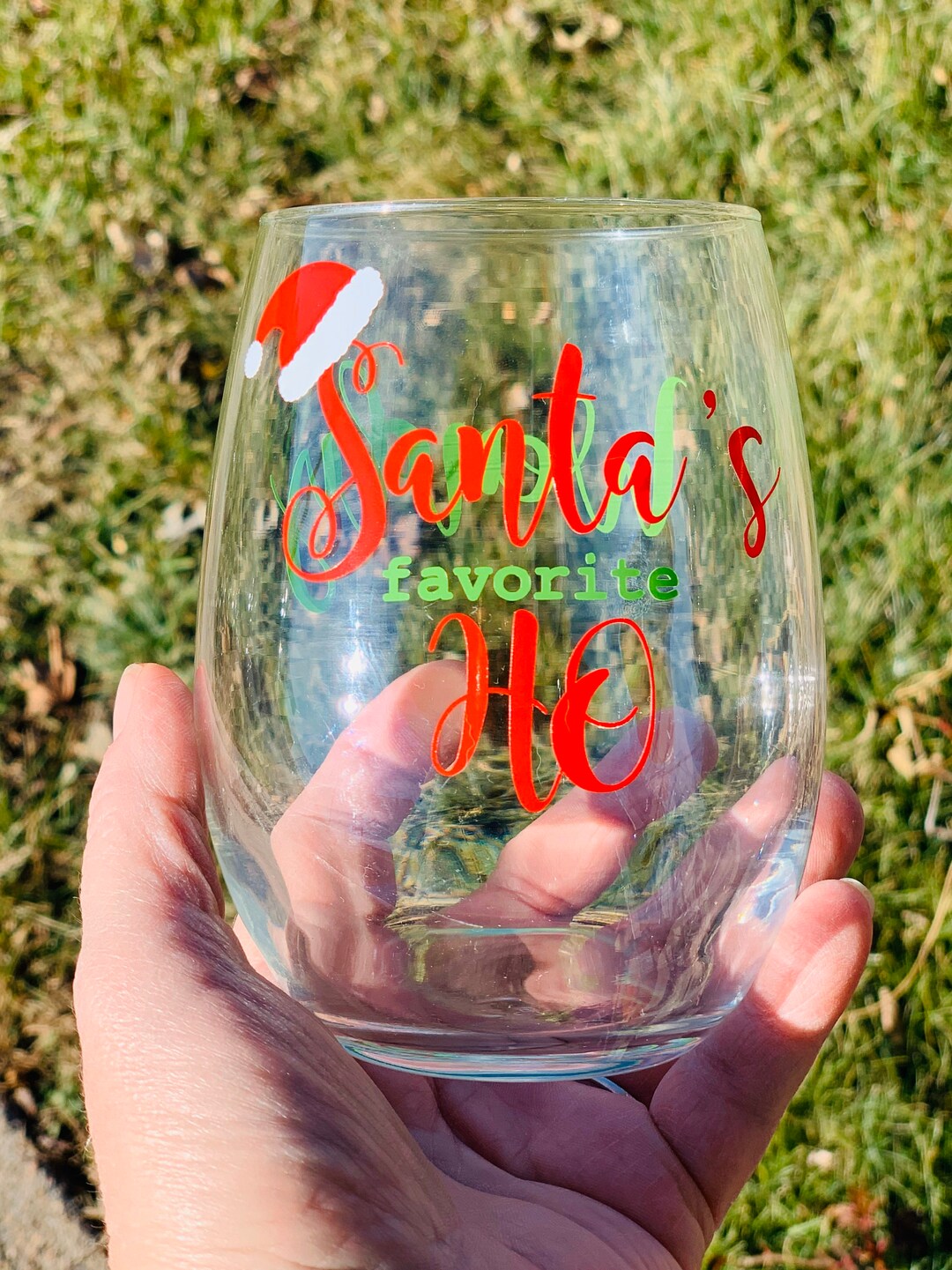 Santa's Favorite Ho - Christmas Wine Glass - Christmas Glass - Santa's ...