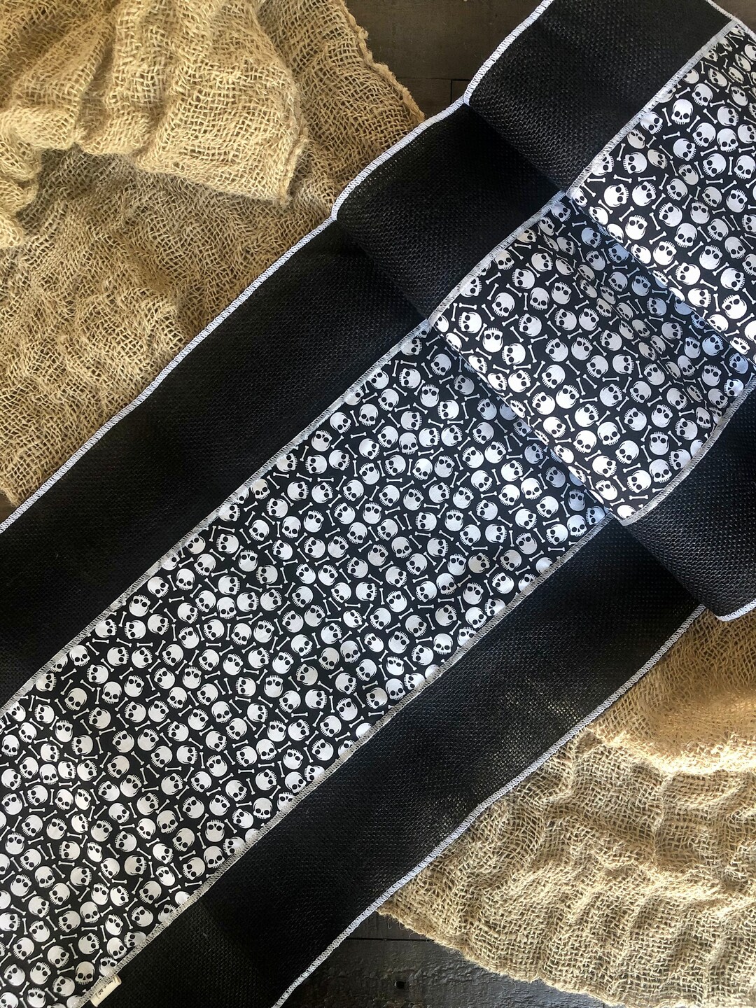 Halloween Table Runner / Skulls Halloween Rustic Burlap Runner - Etsy