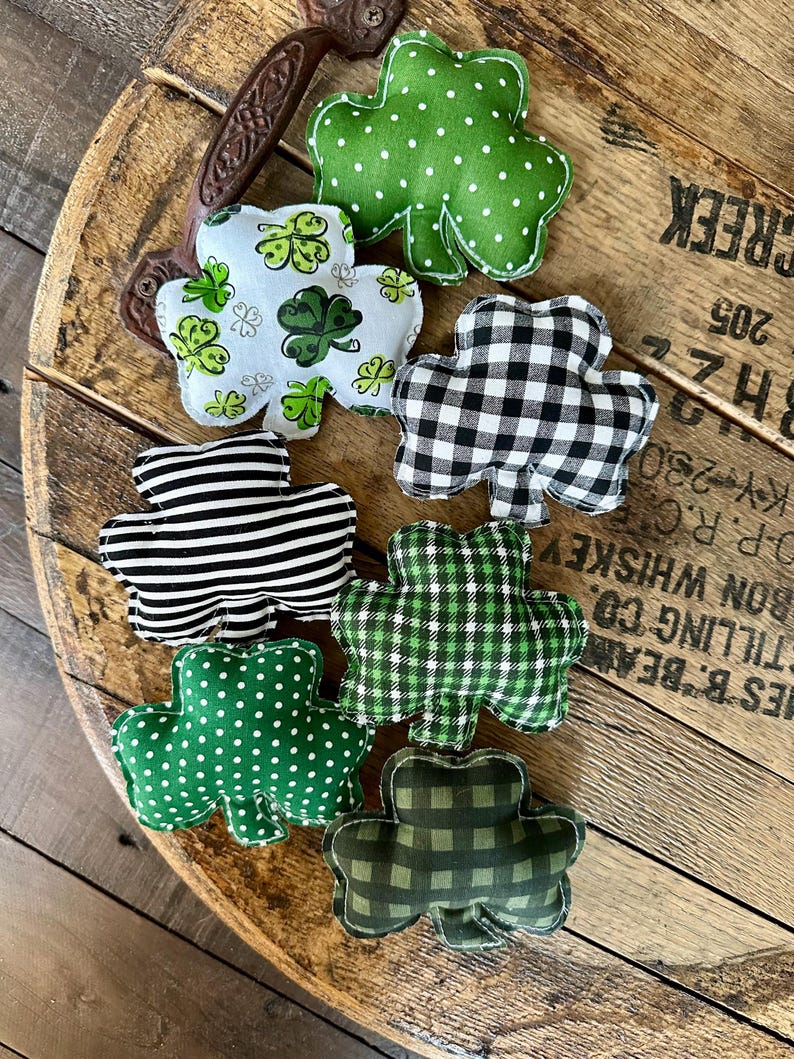 Mini Fabric Shamrocks, Tiered Tray Decor, St. Patrick's Day Bowl Filler ...