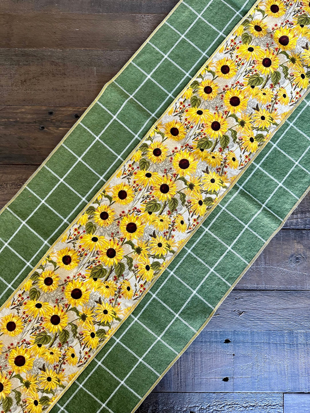 Fall Sunflower Plaid Flannel Table Runner - Etsy