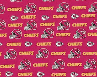 NFL KANSAS CITY Chiefs Mini Print Football 100% Cotton Fabric Licensed ...