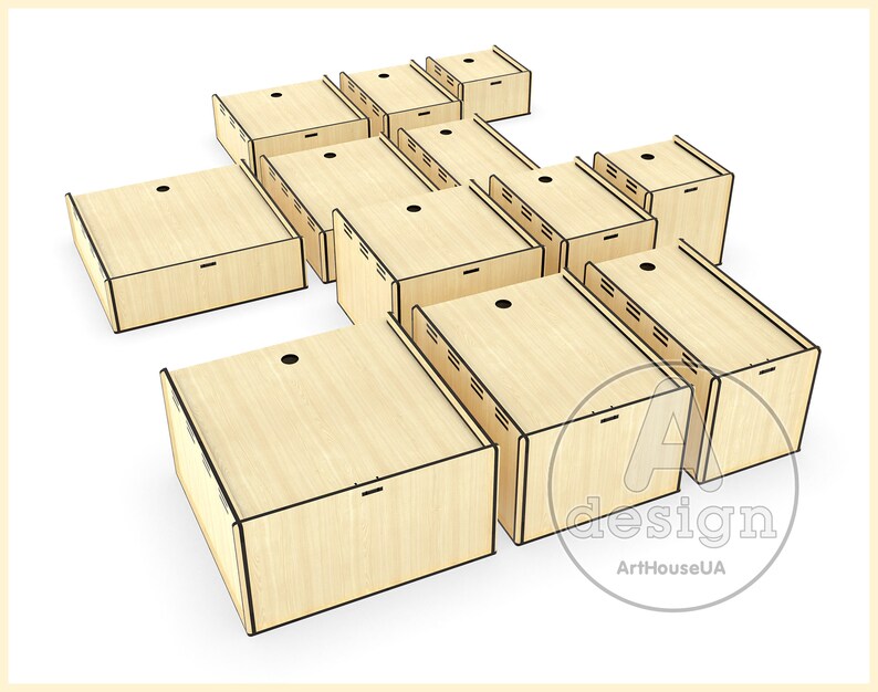 12 Different Sizes Boxes With Slide Lid Vector File for Laser - Etsy