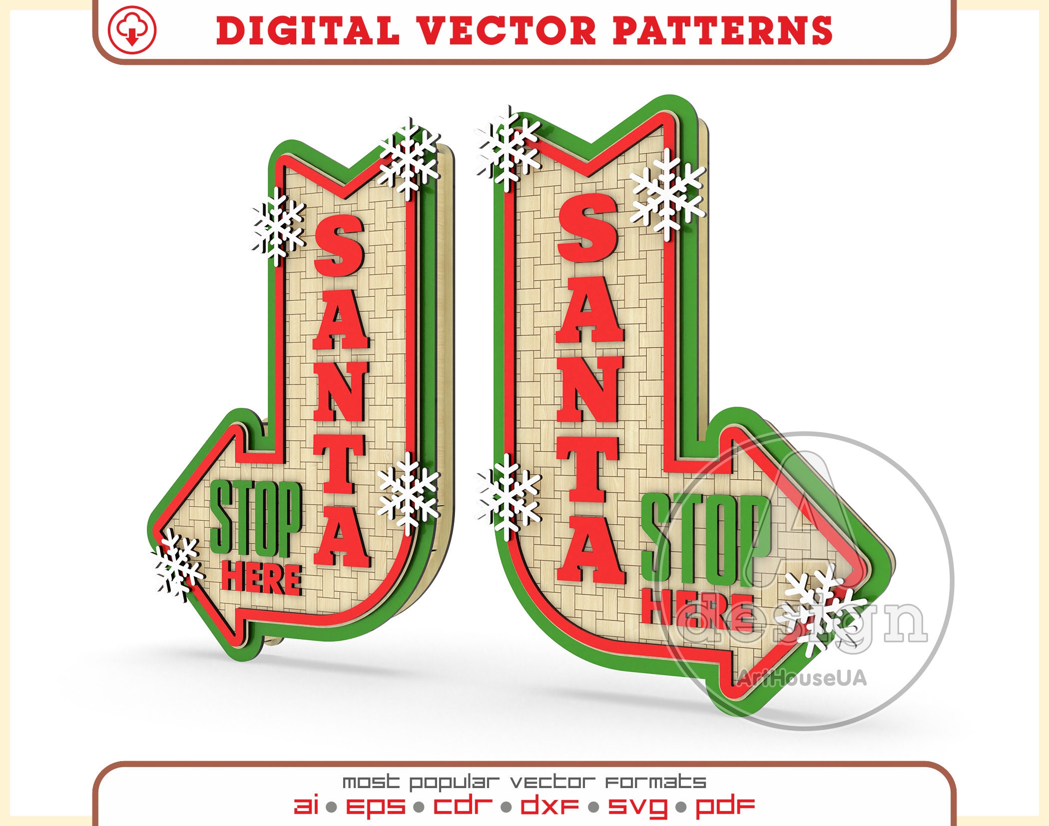Santa Please Stop Here Christmas Sign SVG Vector File Laser Cutter and ...