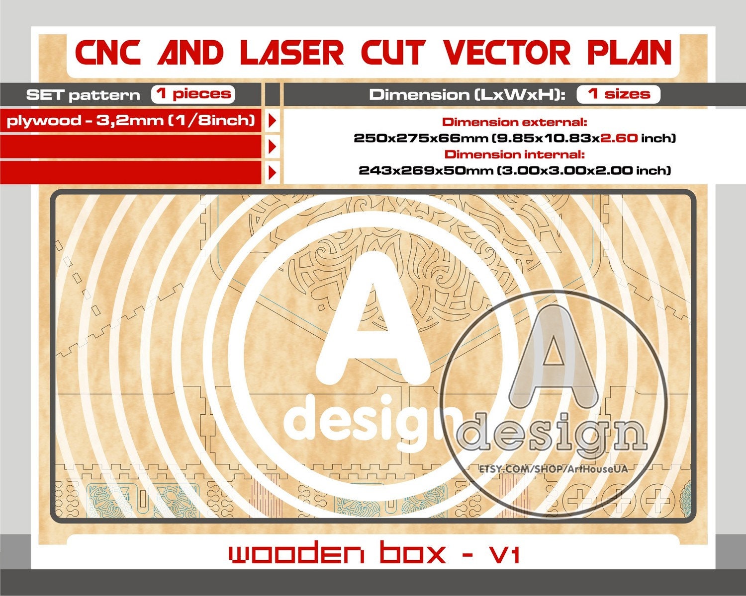 Wooden Box Gift Box Laser Cut Box Vector Plan Plywood Box - Etsy