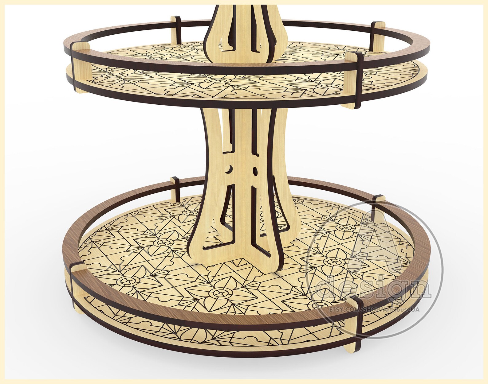 Tiered Tray With Engraved Plates Laser Cut Vector File DXF | Etsy