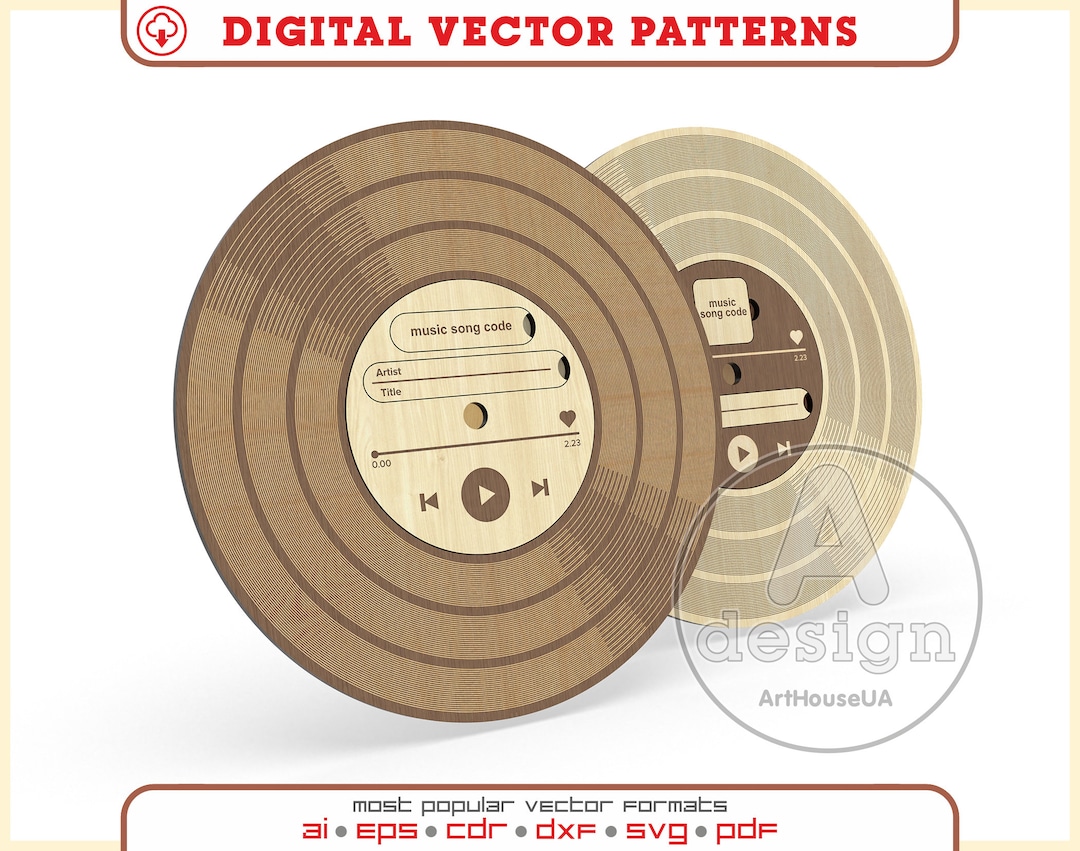 Music Code Stand Vintage Vinyl Record Laser Cut File, Personalized ...